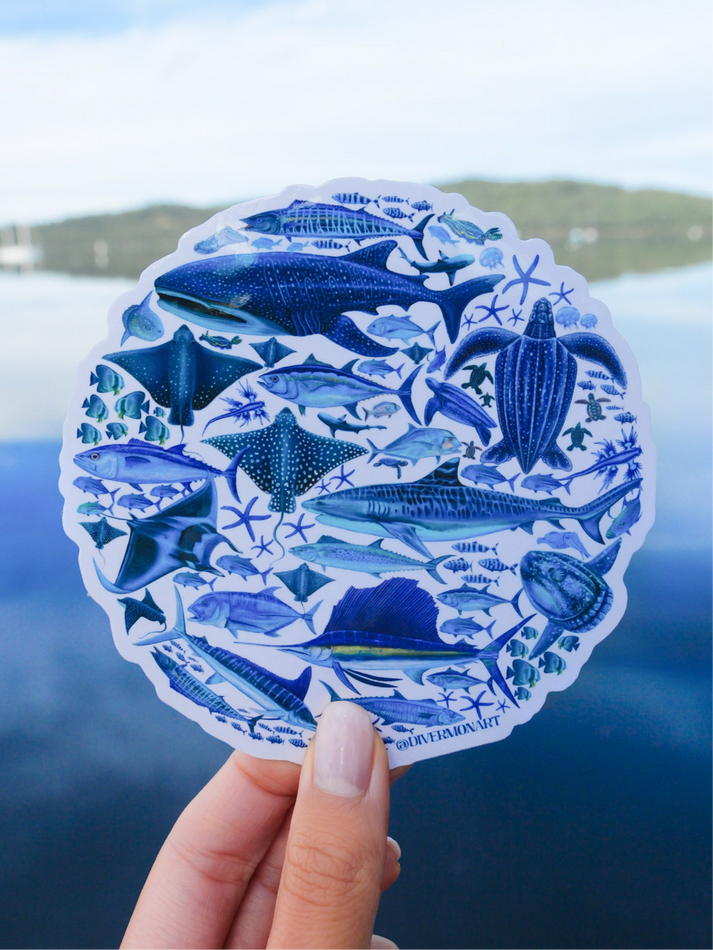 Blue Ocean Sticker | Vinyl Marine Life Art | Diver Mon Art – DIVER MON ART